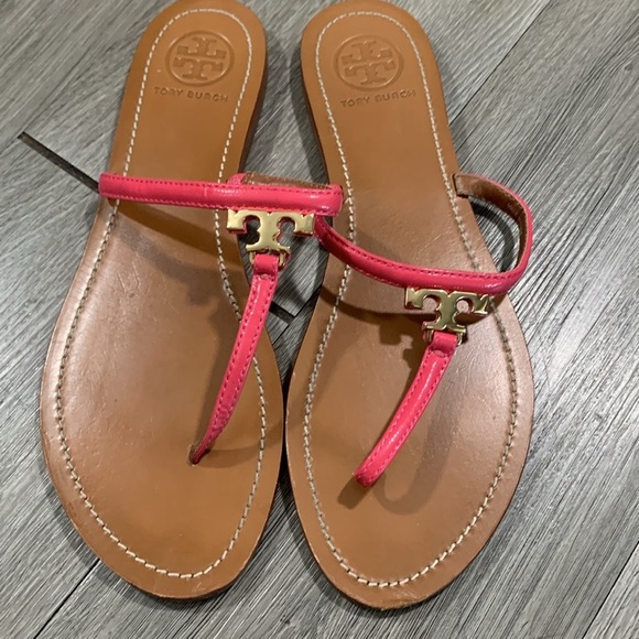 Tory Burch | Shoes | Tory Burch T Gold Symbol Pink Thong Style Slip In ...